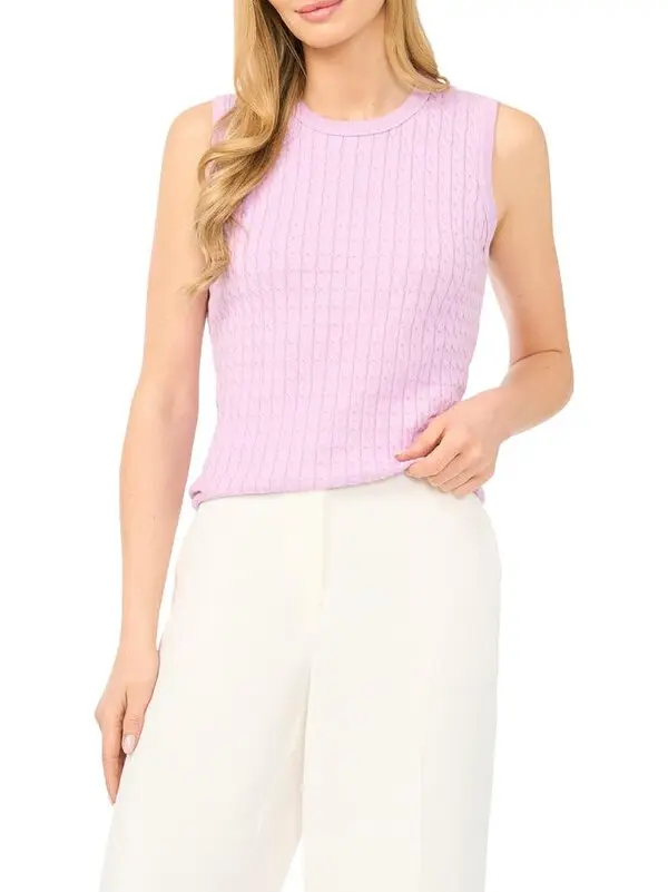 Halogen Cable Stitch Cotton Sweater Tank - Lavender Sugar