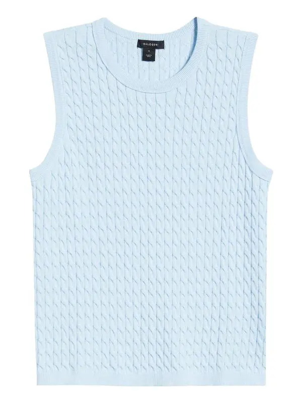 Halogen Cable Stitch Cotton Sweater Tank - Swift Blue