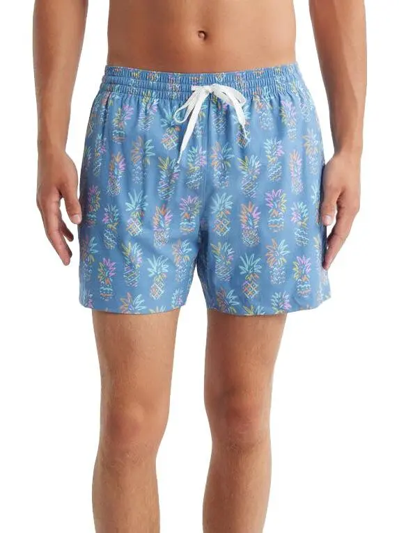 CHUBBIES Pineapple Print 5.5-inch Swim Trunks - Bright Blue