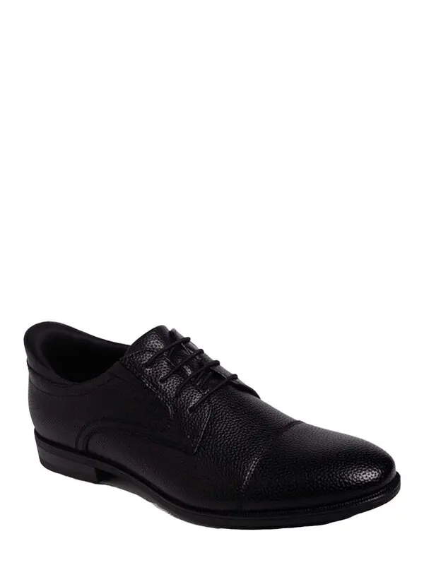 MARC JOSEPH NEW YORK Baker Street Leather Cap Toe Oxford - Black Grainy Leather