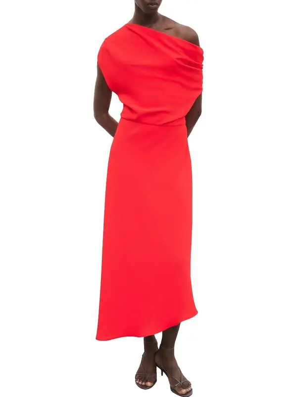 Mango Asymmetric Midi Dress - Red