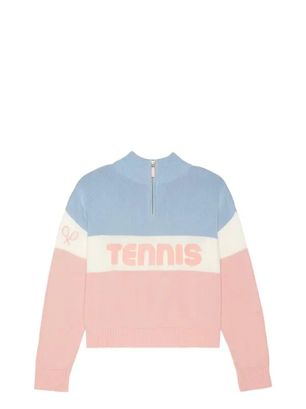 ELLSWORTH + IVEY Madison Quarter-zip Colorblock Sweater - Blue/pink