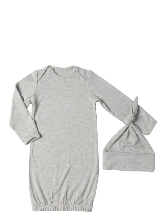 EVERLY GREY Long Sleeve Gown And Hat Set - Heather Grey Solid