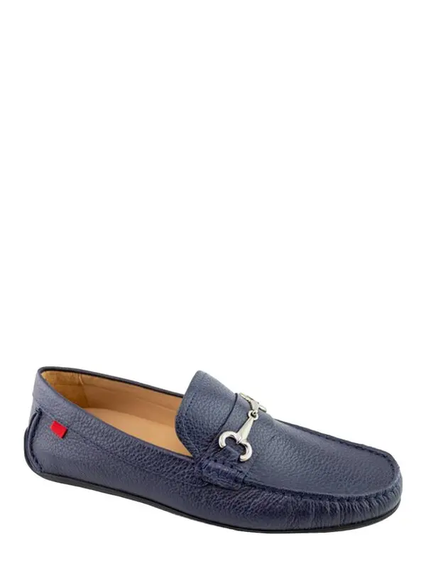 MARC JOSEPH NEW YORK Wall Street Leather Buckle Loafer - Fast Blue Grainy