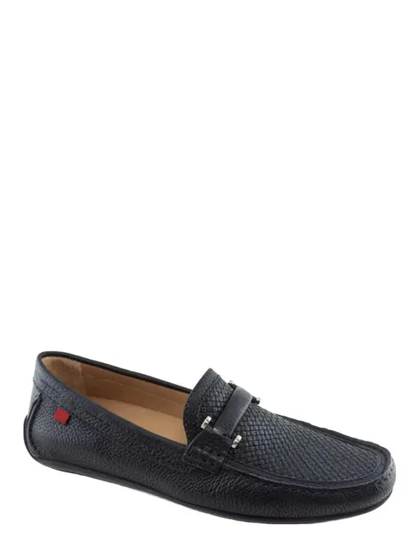 MARC JOSEPH NEW YORK Bryant Park Leather Weave Driver Loafer - Black Grainy
