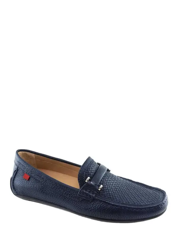 MARC JOSEPH NEW YORK Bryant Park Leather Weave Driver Loafer - Navy Grainy