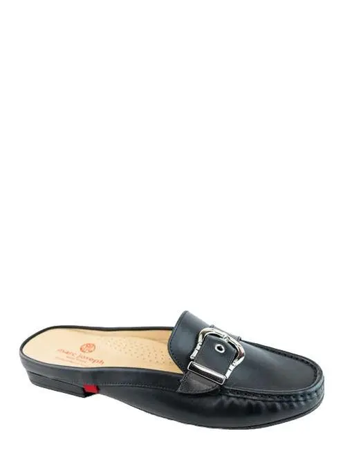 MARC JOSEPH NEW YORK Leather Buckle Mule - Black Napa