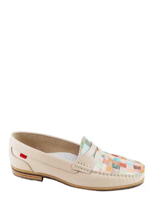 MARC JOSEPH NEW YORK East Village 2.0 Leather Penny Loafer - Nude & Mosaic Napa
