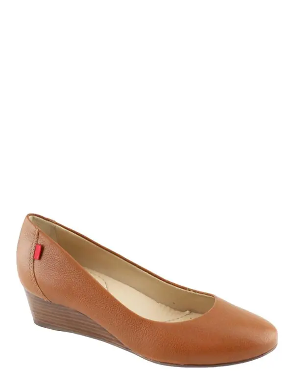 MARC JOSEPH NEW YORK Prospect Leather Wedge Pump - Cognac Napa Soft