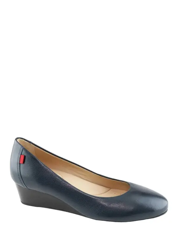 MARC JOSEPH NEW YORK Prospect Leather Wedge Pump - Navy Napa Soft