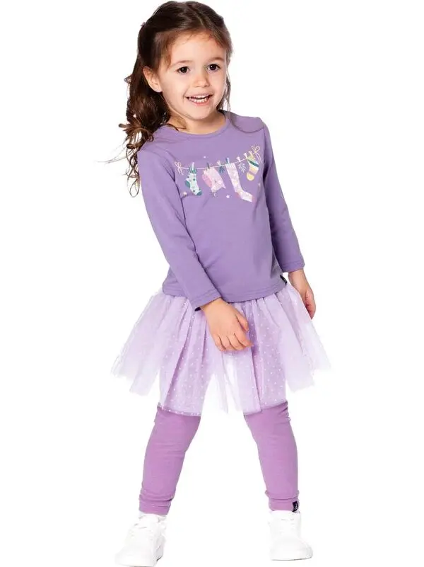 DEUX PAR DEUX Leggings With Tulle Skirt - Purple Gray