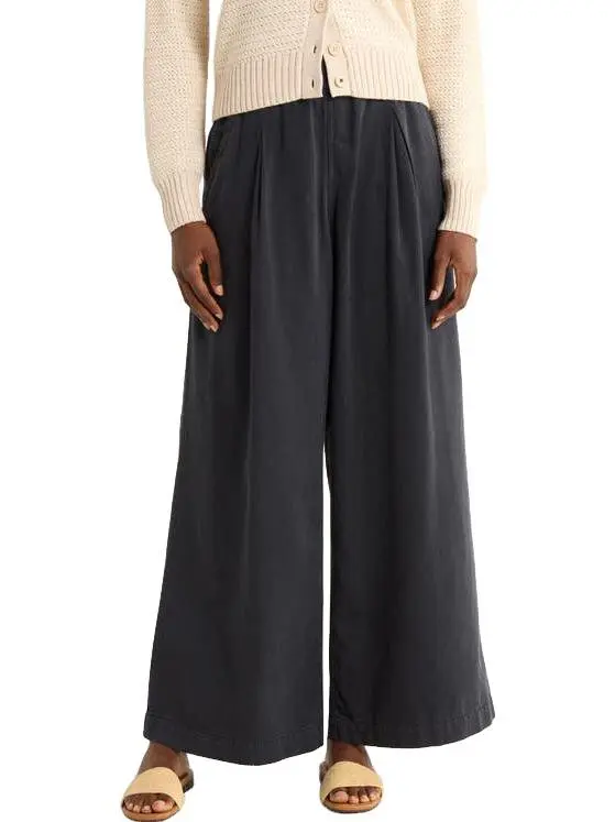 Marine Layer Allison Wide-leg Pull-on Pants - Washed Black