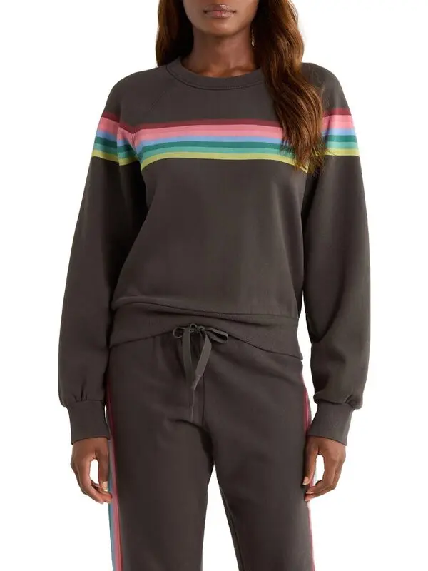 Marine Layer Cloud 9 Striped Cotton-blend Sweatshirt - Fade Black