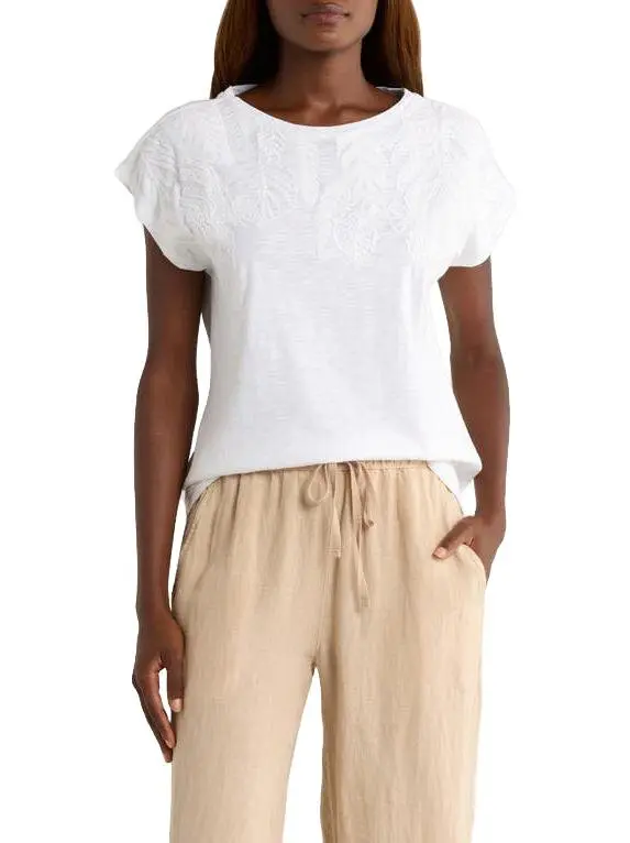 Tommy Bahama Piazza Palms Embroidered Organic Cotton Top - White