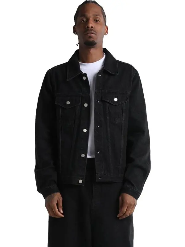 SHAKA WEAR Oversized Heavyweight Denim Jacket - Black
