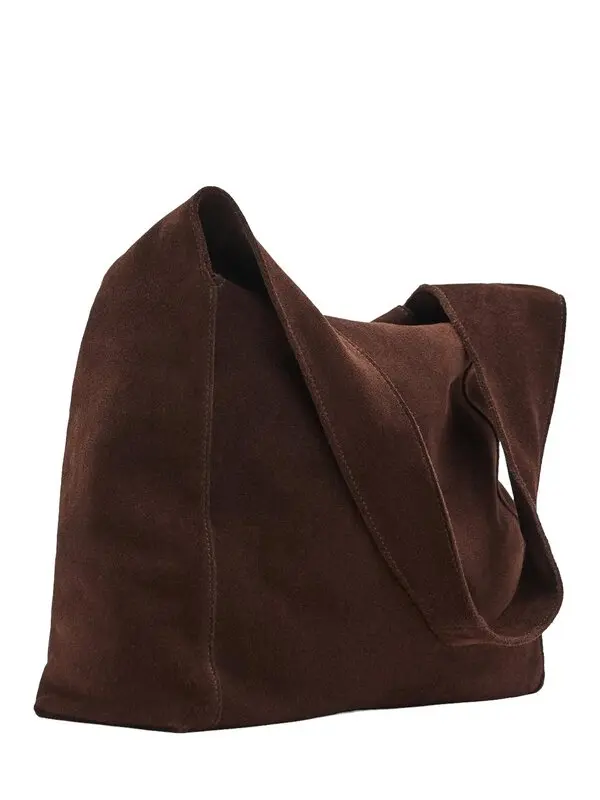 Mango Suede Shoulder Bag - Chocolate