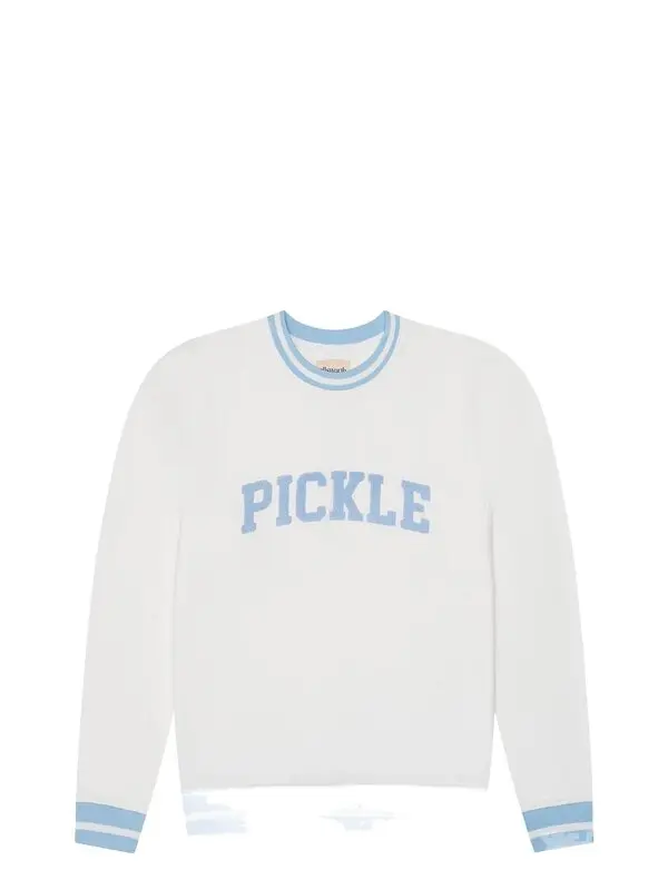 ELLSWORTH + IVEY Elle Collegiate Pickle Sweatshirt - Ivory/light Blue