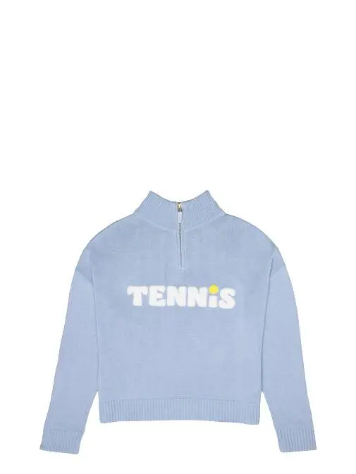 ELLSWORTH + IVEY Madison Quarter-zip Tennis Sweater - Blue/ivory