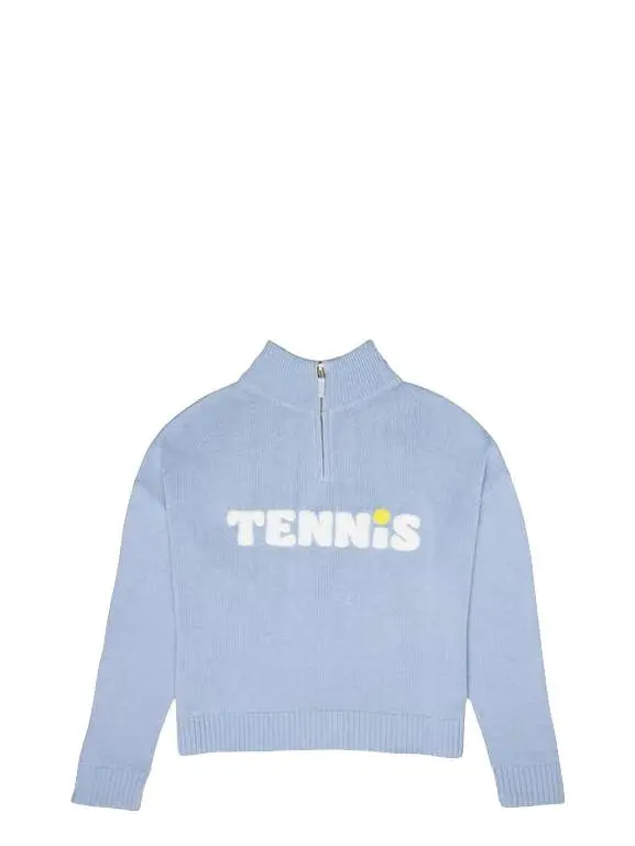 ELLSWORTH + IVEY Madison Quarter-zip Tennis Sweater - Blue/ivory