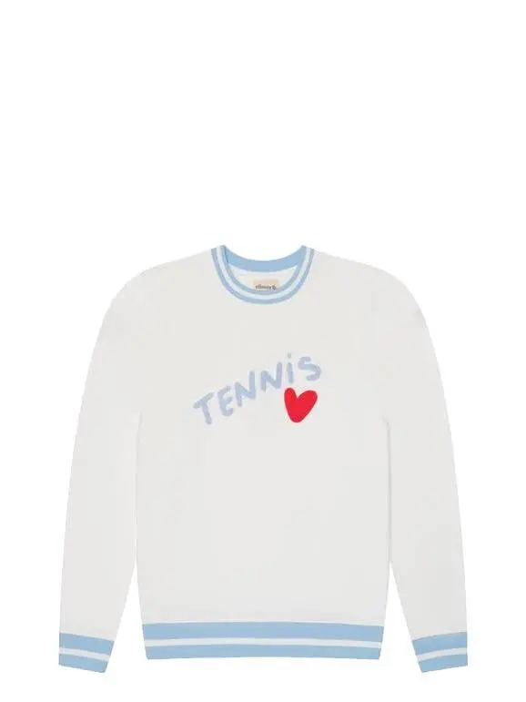 ELLSWORTH + IVEY Elle Sweatshirt Tennis Heart - Ivory/light Blue