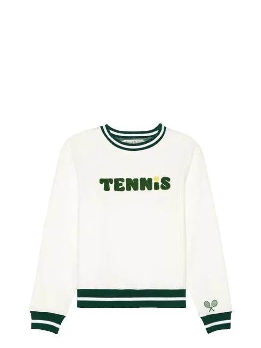 ELLSWORTH + IVEY Elle Tennis Sweatshirt - Ivory/green