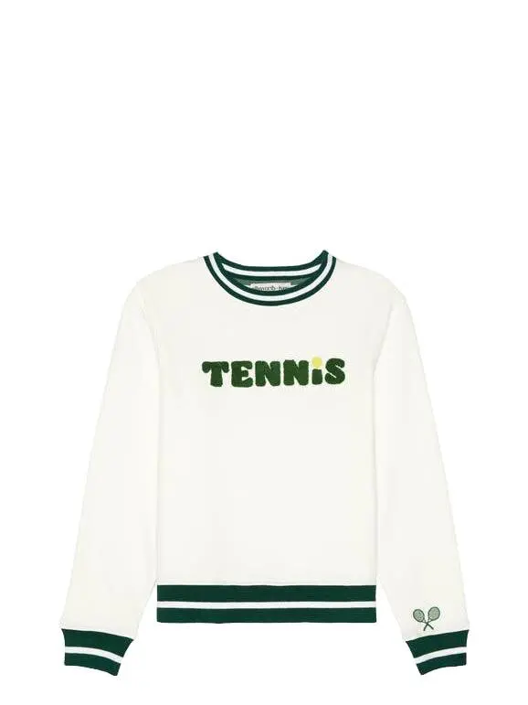 ELLSWORTH + IVEY Elle Tennis Sweatshirt - Ivory/green