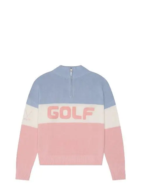ELLSWORTH + IVEY Madison Quarter-zip Colorblock Sweater - Blue/pink