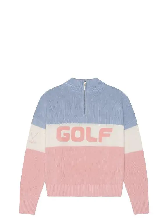 ELLSWORTH + IVEY Madison Quarter-zip Colorblock Sweater - Blue/pink