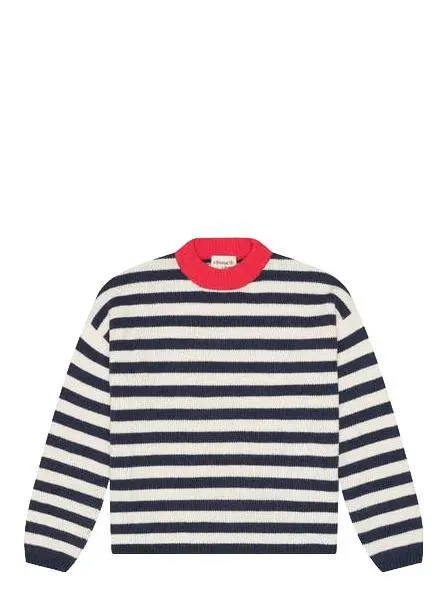 ELLSWORTH + IVEY Striped Sadie Crewneck Sweater - Navy