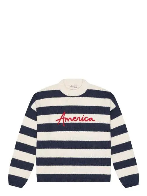 ELLSWORTH + IVEY Sadie Crewneck Sweater America Stripes - Navy/ivory