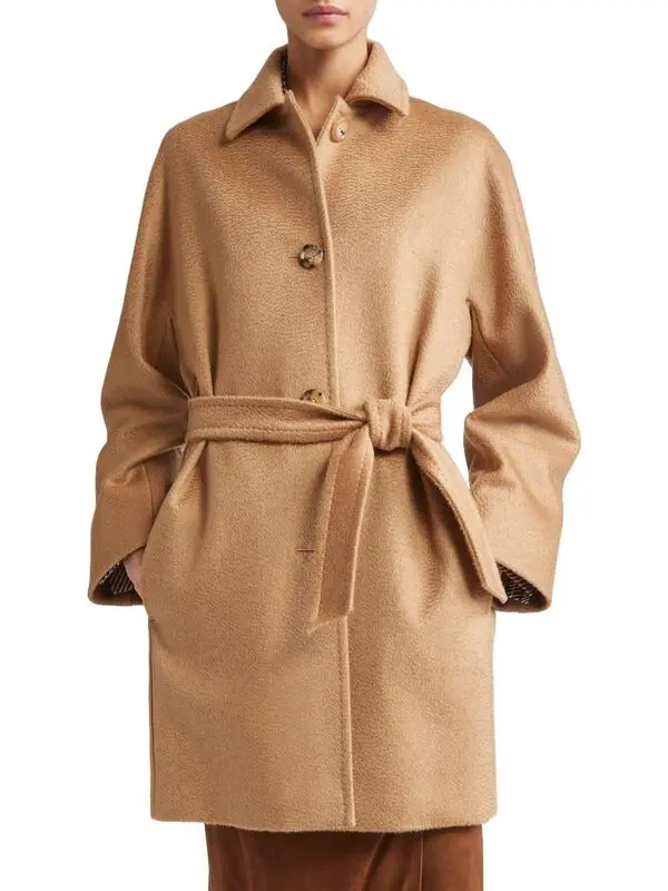 Max Mara Filato Belted Hair Wrap Coat - Camel