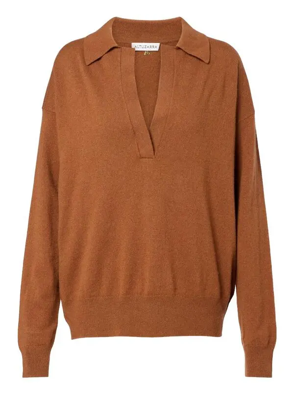 Altuzarra Zaq Cashmere Polo Sweater - Brown