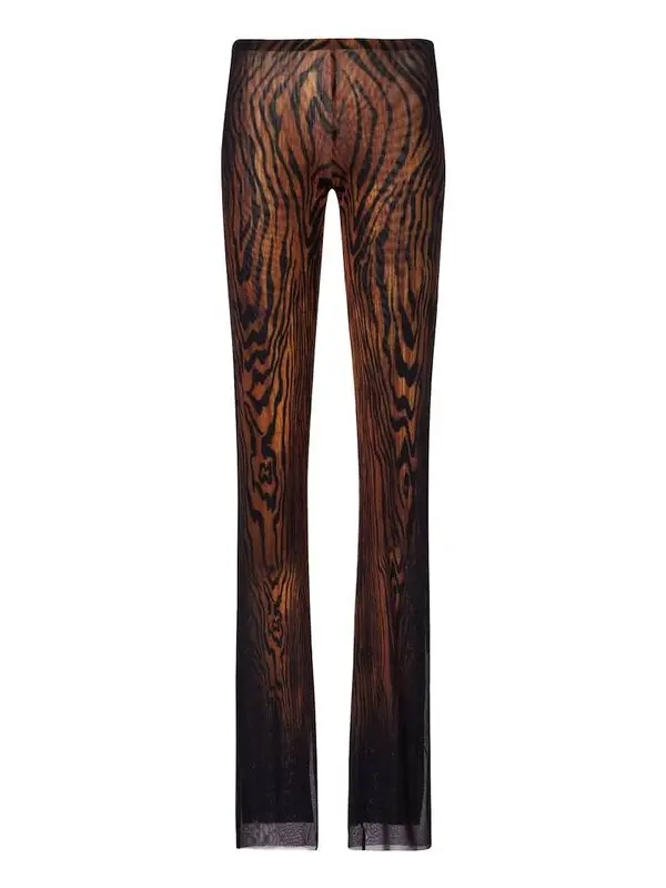 Jean Paul Gaultier Wood Trompe L'oeil Tulle Straight Pants - Black