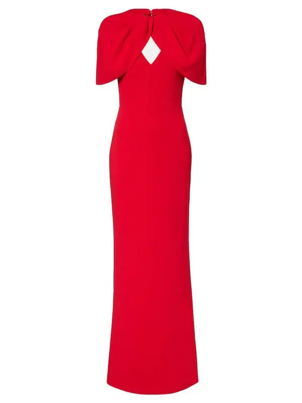 Rebecca Vallance Cameron Caped Crêpe Gown - Red