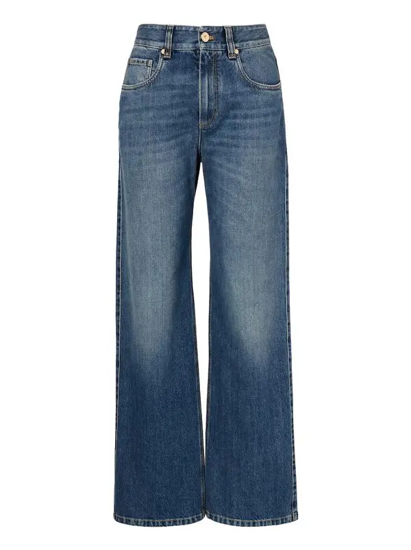 Brunello Cucinelli Monili High-rise Wide-leg Jeans - Blue