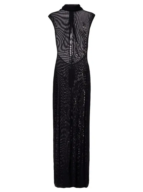 Jean Paul Gaultier Sequined Mesh Maxi Dress - Black