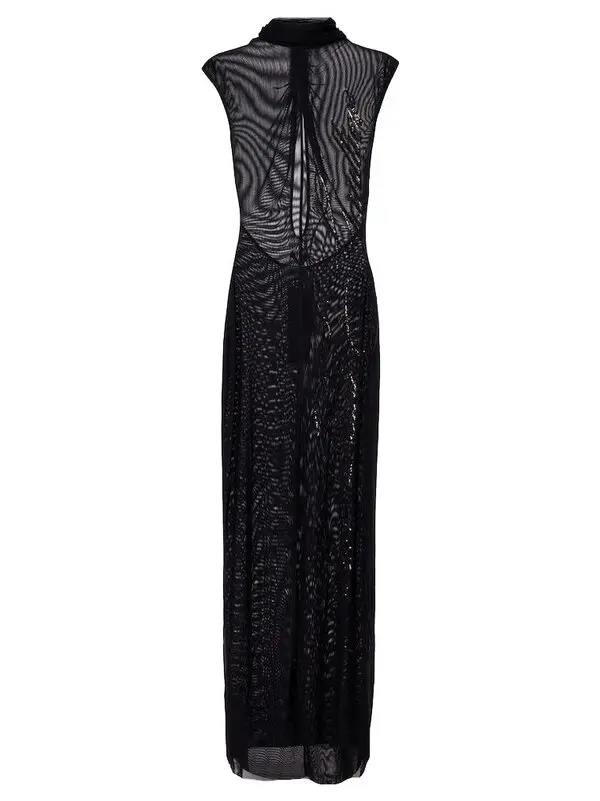 JEAN PAUL GAULTIER Sequined Mesh Maxi Dress - Black