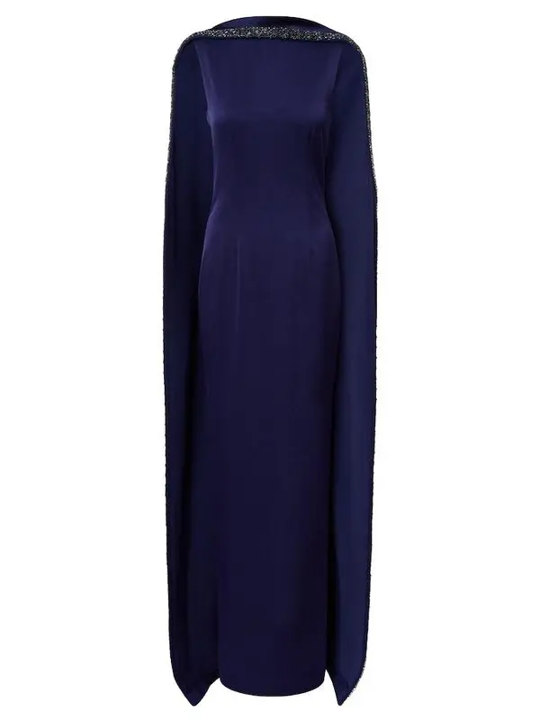 Roland Mouret Embellished Cape Effect Gown - Blue