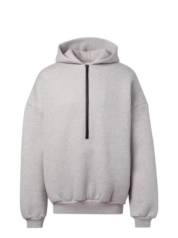 Fear Of God Cotton-blend Half-zip Hoodie - Grey