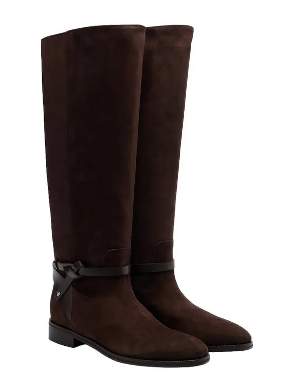 JIMMY CHOO Lawton Knotted Suede Knee-high Boots - Brown