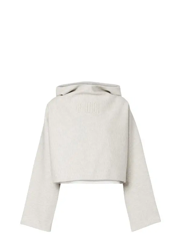 JEAN PAUL GAULTIER Cropped Embossed Logo Cotton Hoodie - Grey