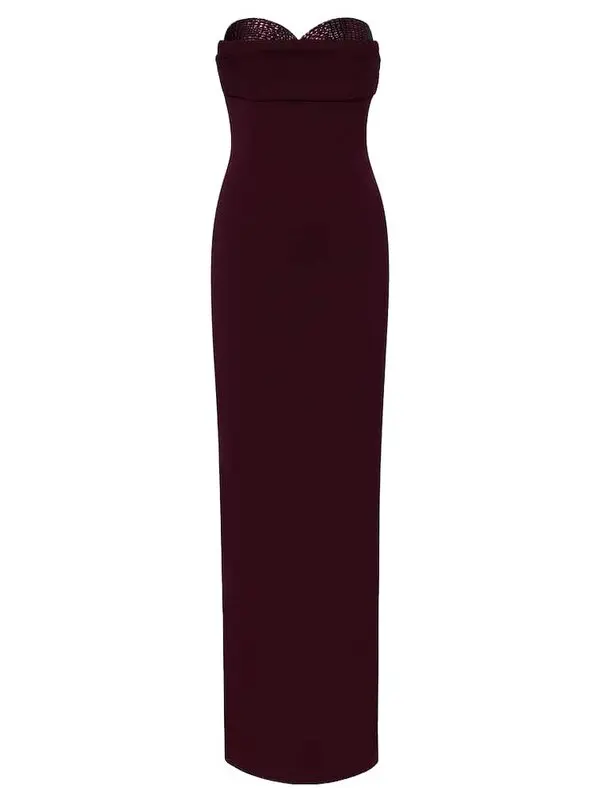 Roland Mouret Draped Embellished Cady Corset Dress - Burgundy