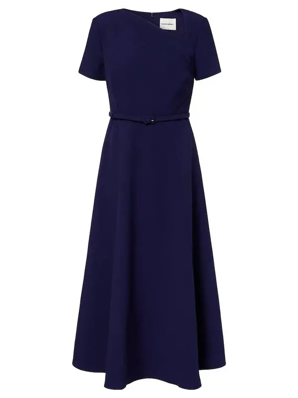 Roland Mouret Asymmetric Belted Crêpe Midi Dress - Blue