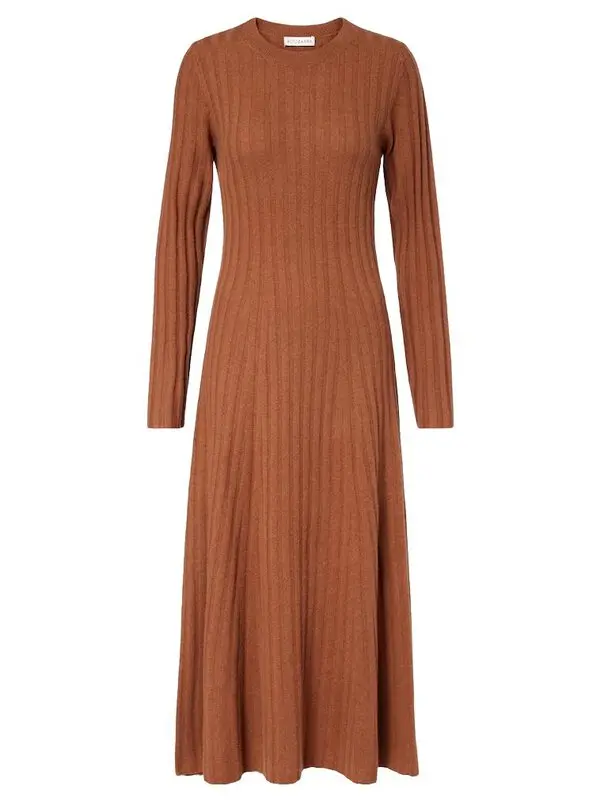 Altuzarra Gia Ribbed-knit Wool And Cashmere Maxi Dress - Brown