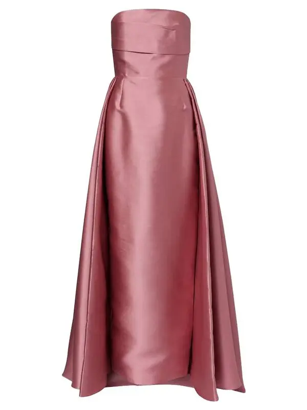 Solace London Strapless Satin Gown - Pink