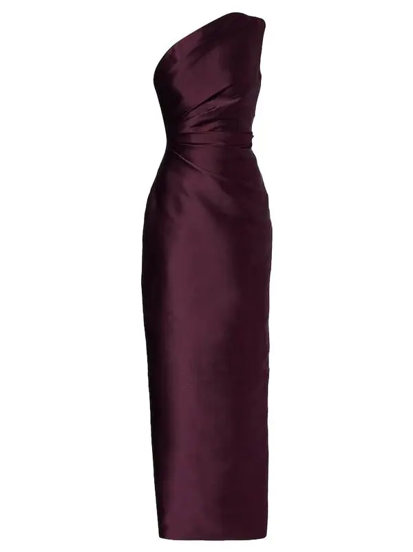 Solace London Kira Gathered Twill Gown - Purple