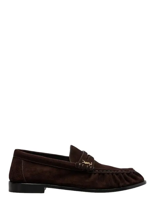 Saint Laurent Le Loafer Cassandre Suede Penny Loafers - Brown