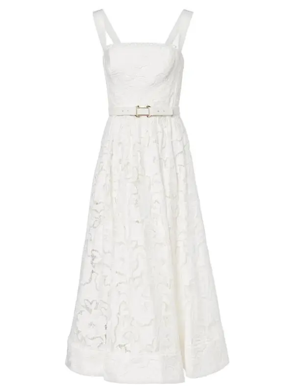 Rebecca Vallance Ginger Floral Lace Midi Dress - White