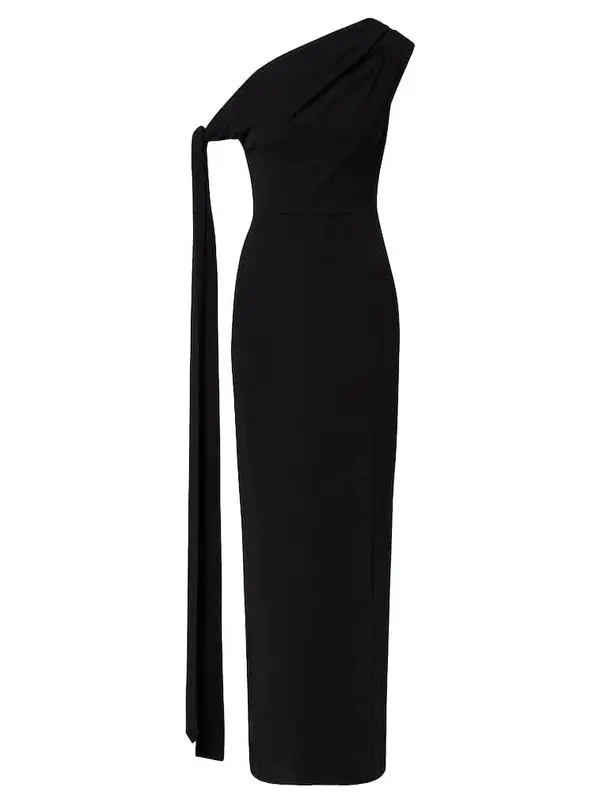 Solace London Irina Scarf-detail Crêpe Gown - Black