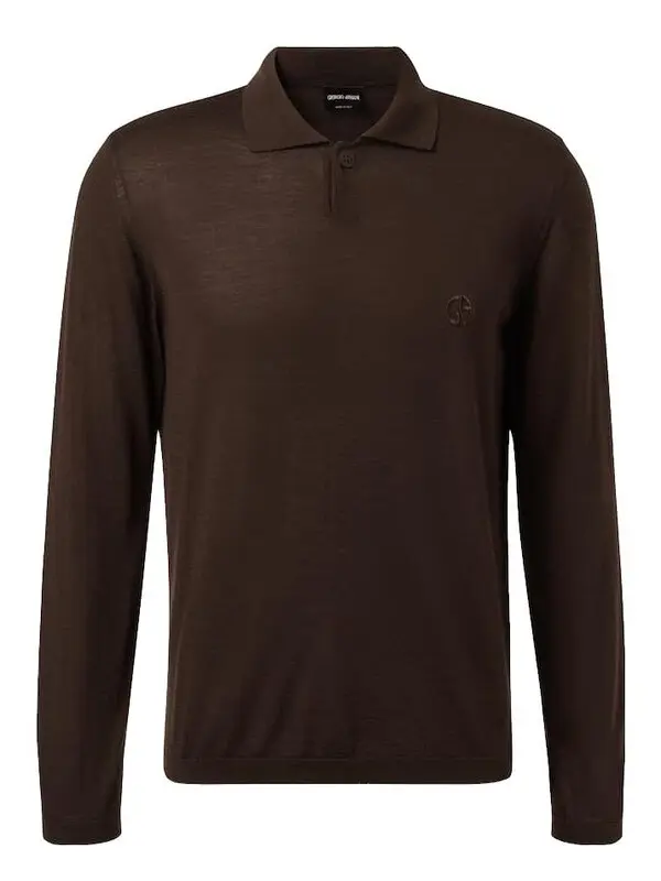 Giorgio Armani Virgin Wool Polo Sweater - Brown